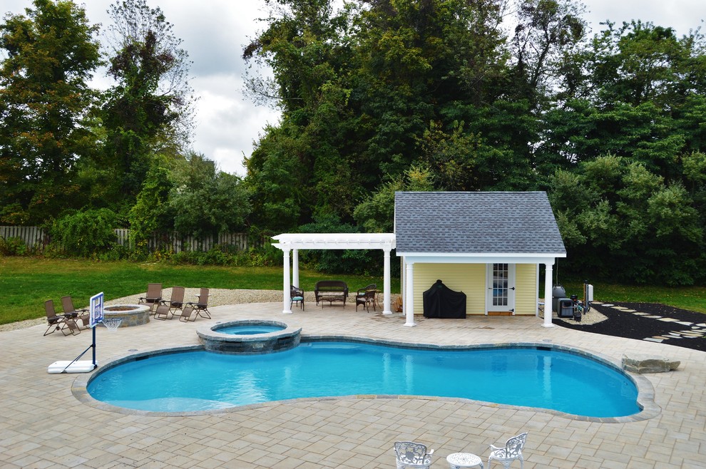 Freeform Pool with Pool House - Traditional - Pool - Bridgeport - by ...