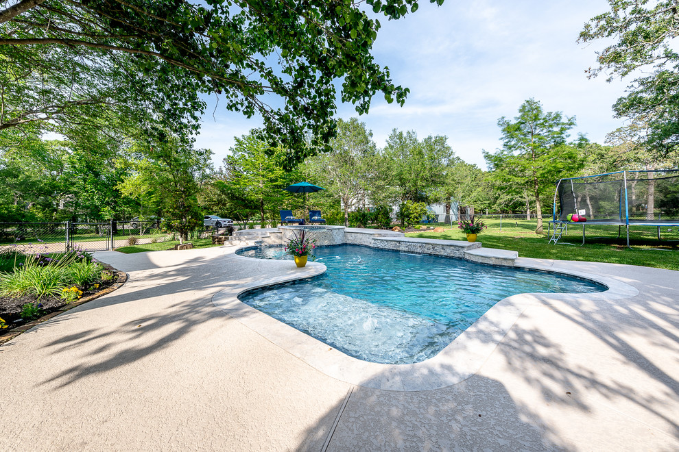 Freestyle Pool With Sun Shelf - Tropical - Swimming Pool & Hot Tub ...