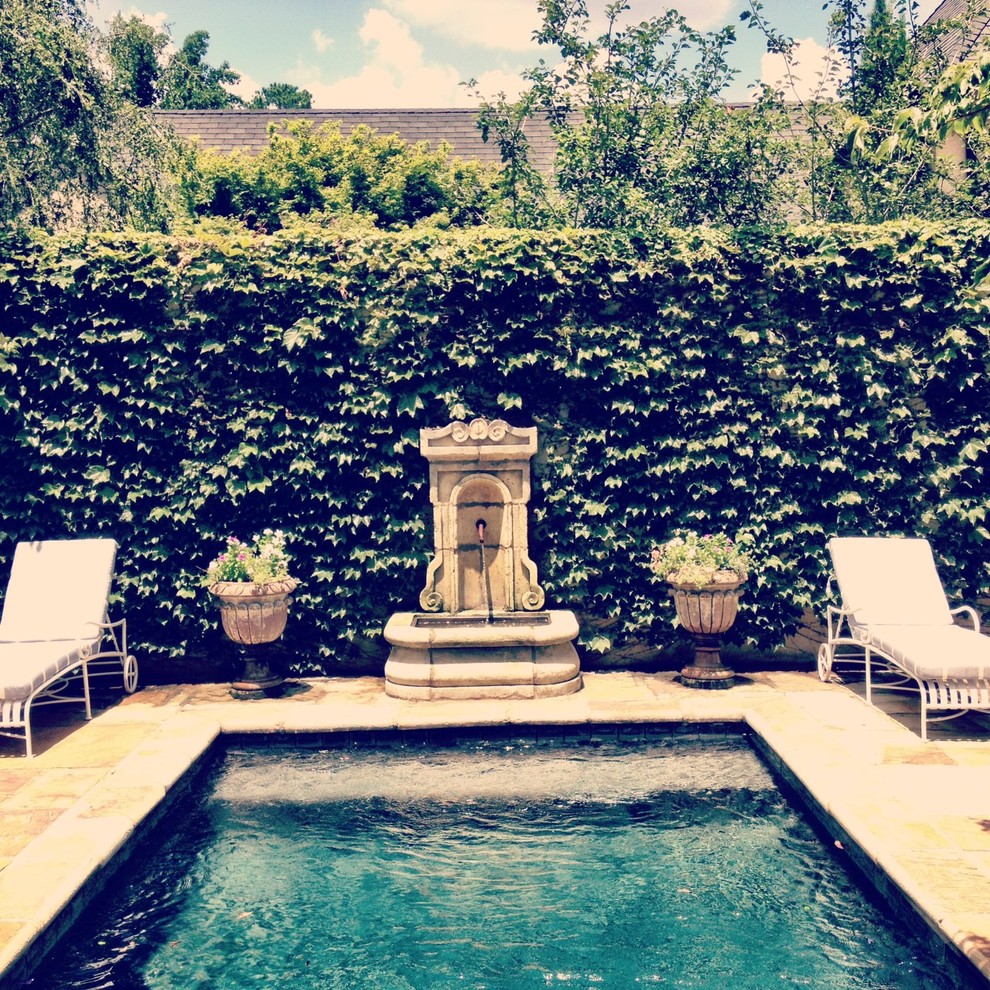 French Country Rustic fountain and pool - Traditional - Pool ...
