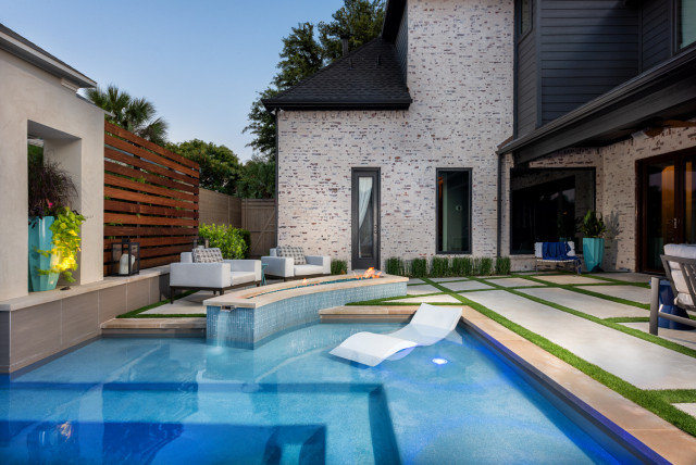Frisco The Lakes Modern Swimming Pool Outdoor Kitchen Modern
