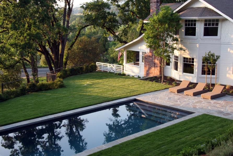 Full Color Bluestone paving & pool coping - Contemporary - Pool - San ...