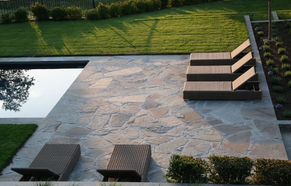 Full Color Bluestone paving & pool coping - Contemporary - Pool - San ...
