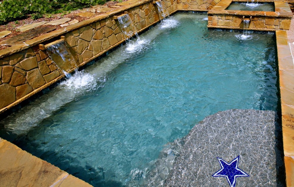 Geometric contemporary pool Dallas Cowboys logo in tile. - Contemporary ...
