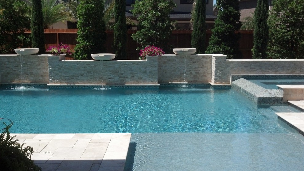Geometric Pool with Raised Beam Wall - Modern - Pool - Houston - by ...