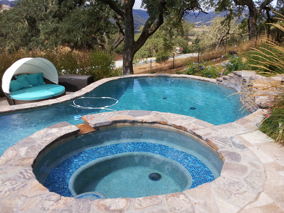 Gilroy Hillside Pool, Spa & Waterfall - Mediterranean - Pool - San ...