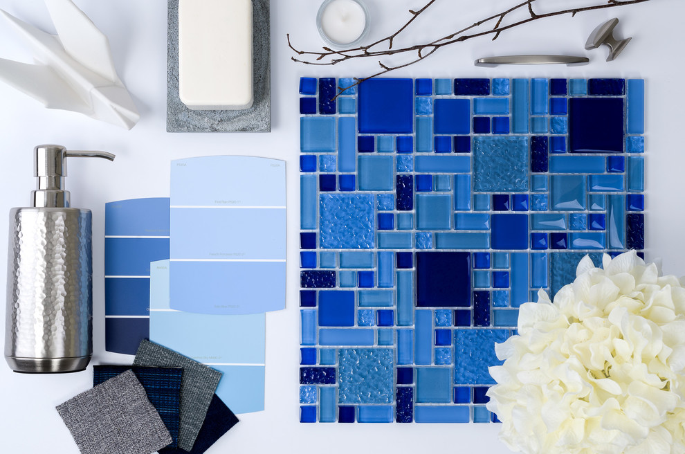 Glass Pool Mosaic Tile Multi Blue Random - Pool - Miami - by Mineral ...