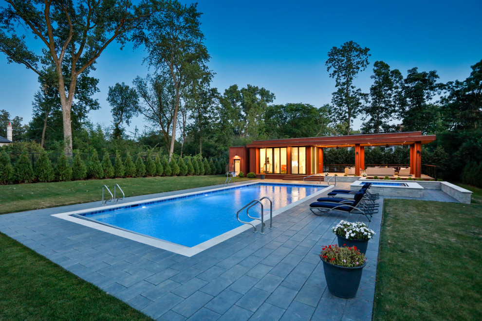 Glenview, IL Swimming Pool and Raised Hot Tub - Traditional - Pool ...