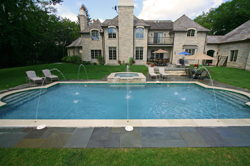 Glenview Roman Shaped Pool with Spa - Traditional - Pool - Chicago - by ...