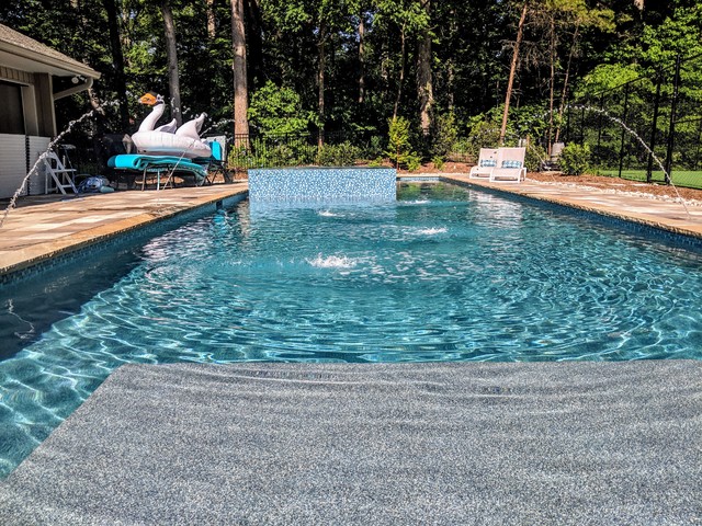 Gorgeous Glass Tile 360 Spillover Spa and lap pool - Traditional - Pool ...