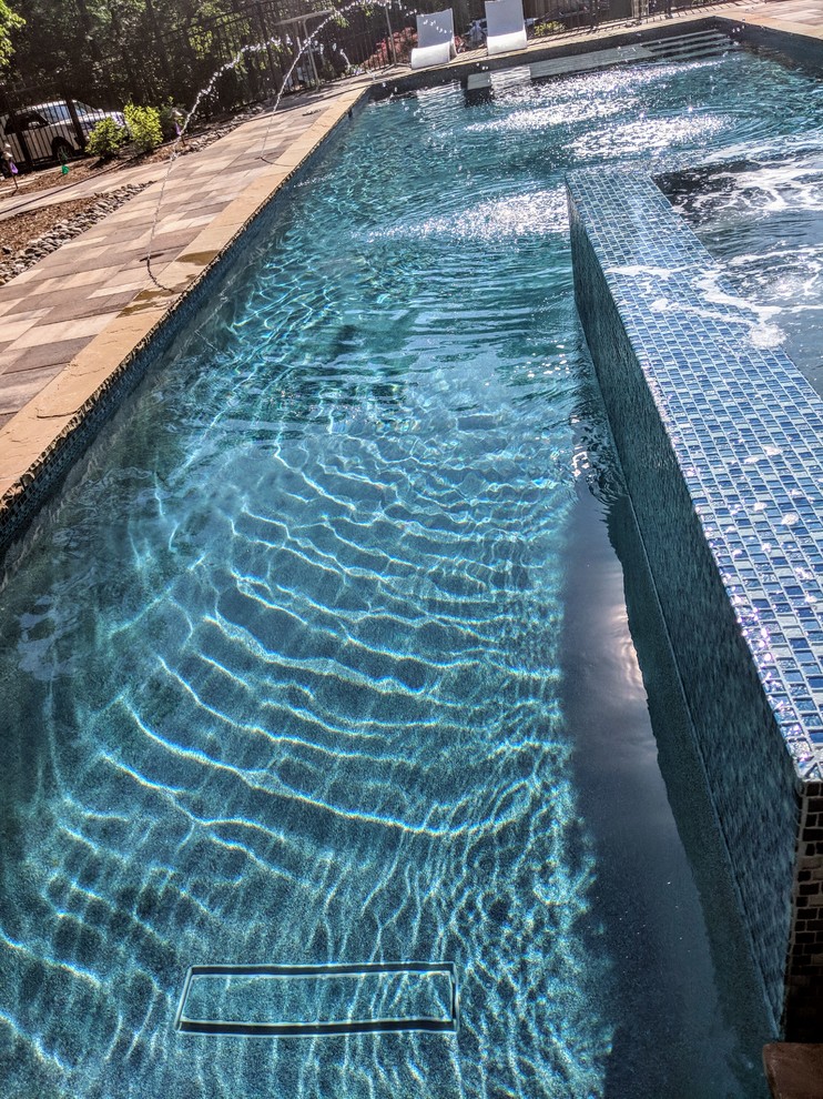 Gorgeous Glass Tile 360 Spillover Spa and lap pool - Traditional - Pool ...
