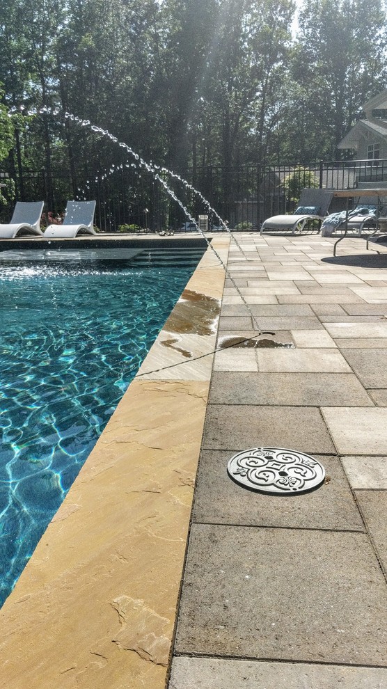 Gorgeous Glass Tile 360 Spillover Spa and lap pool - Traditional - Pool ...