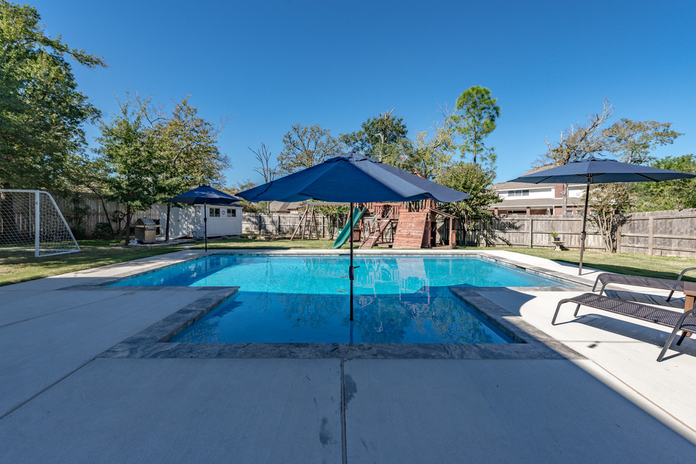 Grey Travertine Coping - Pool - Other - by Paradise Oasis Pools | Houzz