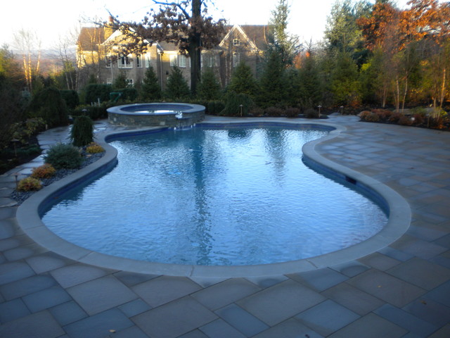 Gunite Pool with Bluestone Deck and Coping - Traditional - Pool - New ...