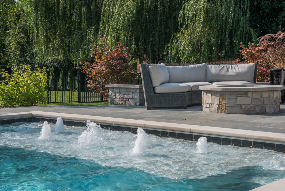 Highland Park,IL Swimming Pool, Separate Elevated Hot Tub, Sunshelf w ...