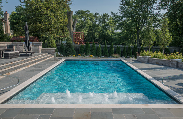 Highland Park,IL Swimming Pool, Separate Elevated Hot Tub, Sunshelf w ...