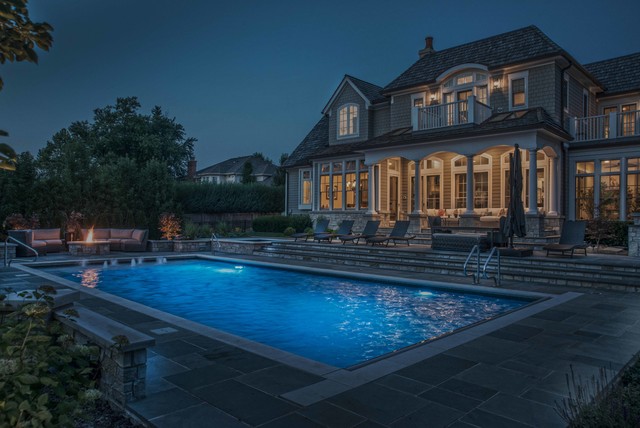 Highland Park,IL Swimming Pool, Separate Elevated Hot Tub, Sunshelf w ...