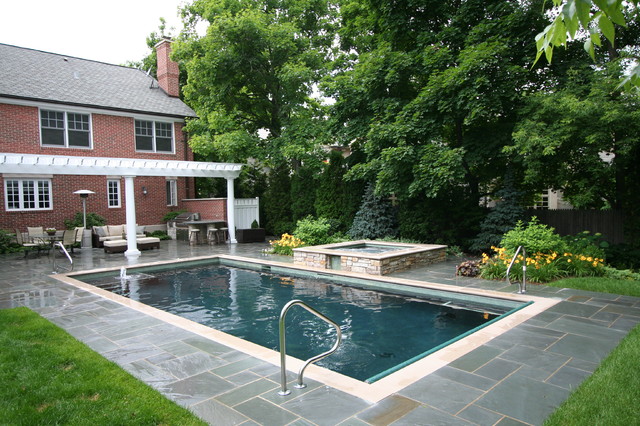 Highland Park Pool and Spa with Recycled Glass Tile - Contemporary ...