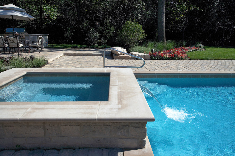 Highland Park Swimming Pool With Raised Hot Tub and Auto Cover ...