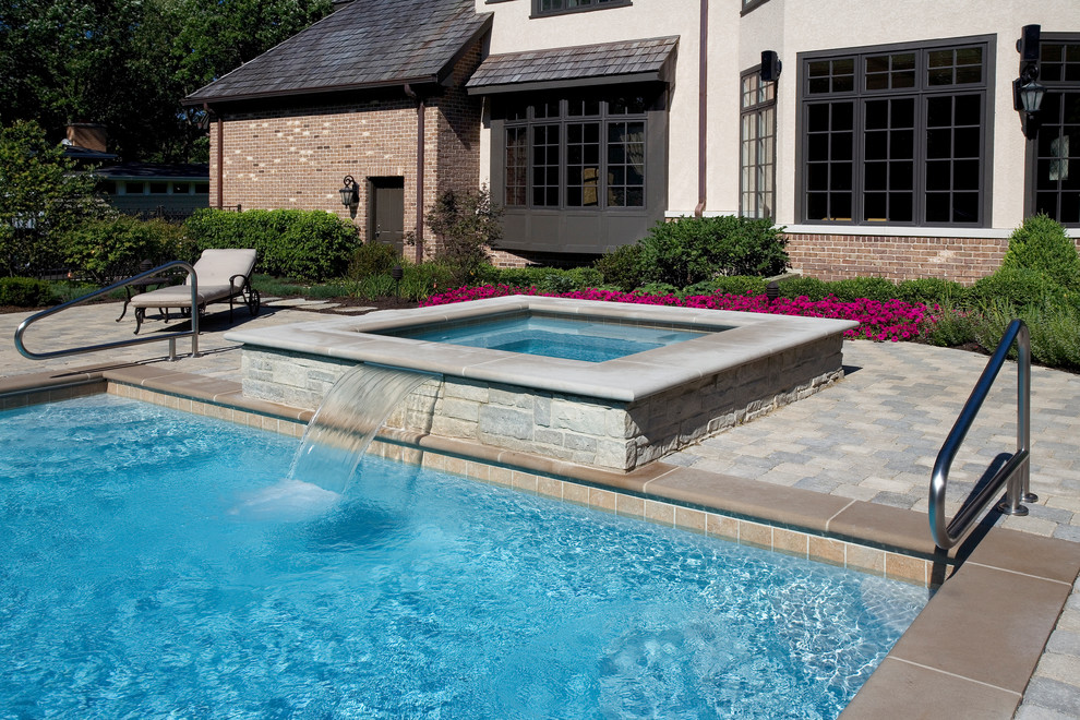 Highland Park Swimming Pool With Raised Hot Tub And Auto Cover