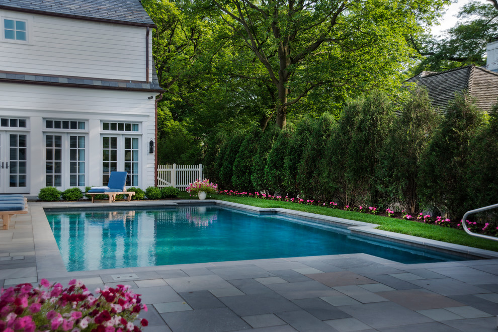 Hinsdale, IL Pool with Offset Stairs and Bench - Traditional - Pool ...