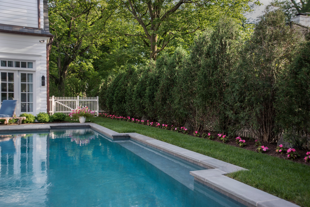 Hinsdale, IL Pool with Offset Stairs and Bench - Traditional - Pool ...