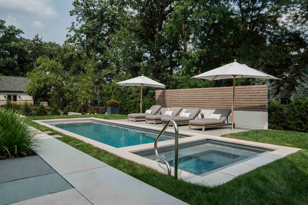 Hinsdale, IL Swimming Pool with attached hot tub - Traditional - Pool ...