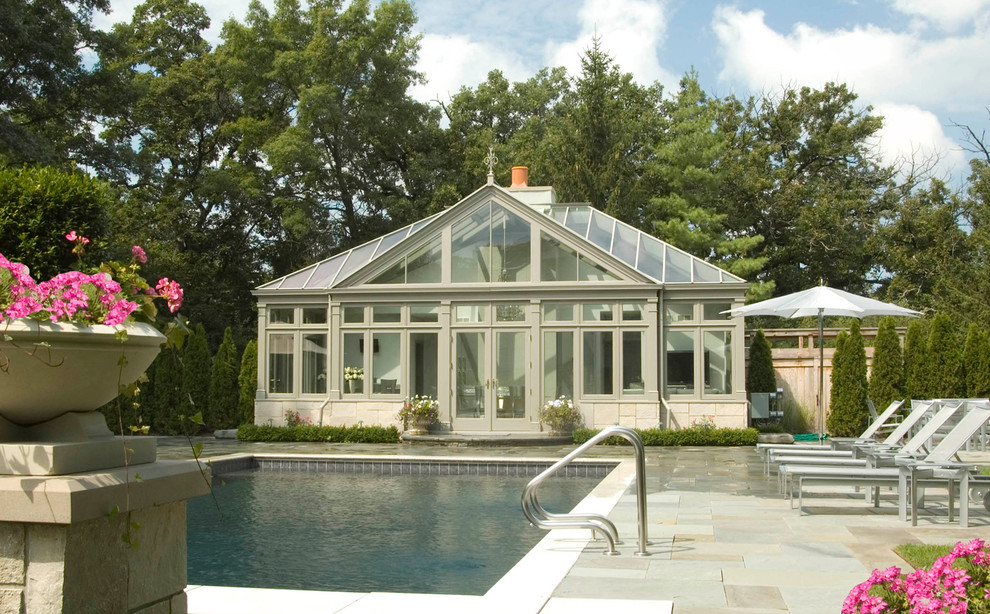 Hipped Roof Pool House Conservatory - Contemporary - Pool - Chicago ...