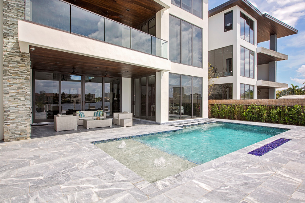 Ice Marble Driveway and Patio Pavers & Oceana Ledgestone - Modern - Swimming Pool & Hot Tub ...