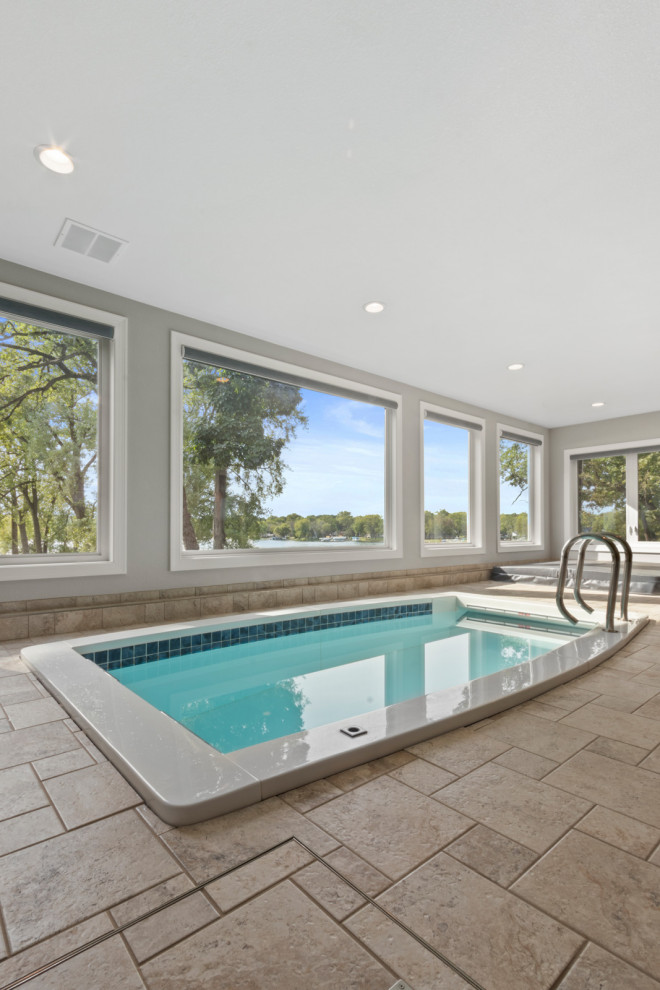 Indoor Lap Pool Two Story Addition on Delavan Lake - Traditional - Pool ...