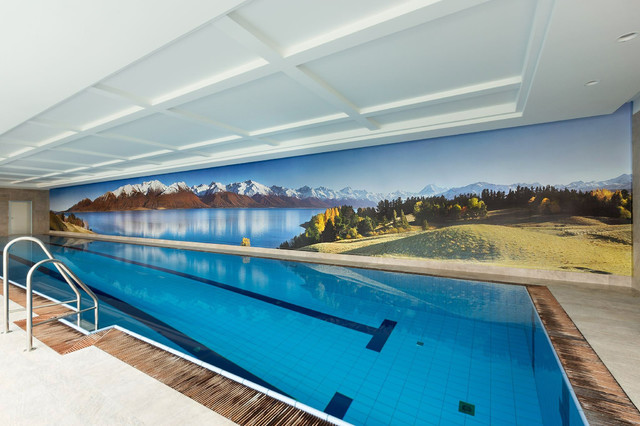Indoor pool wall (3m high x 28m wide) - Contemporary - Pool - Auckland ...