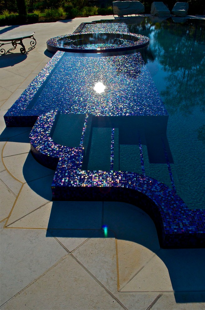 Infinity Edge Perimeter Overflow Glass Tile Pool Design in NJ ...