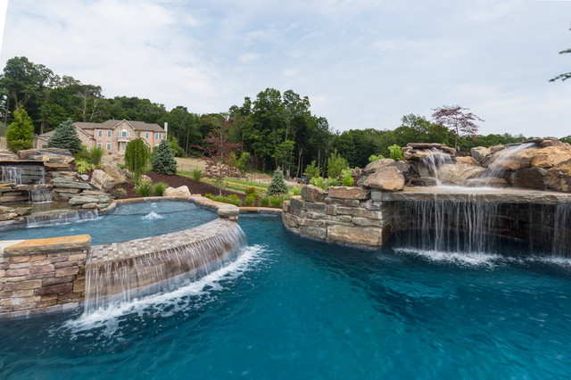 Infinity Edge Pool with Sun Ledge, Grotto, Waterfall & Floating Steps ...