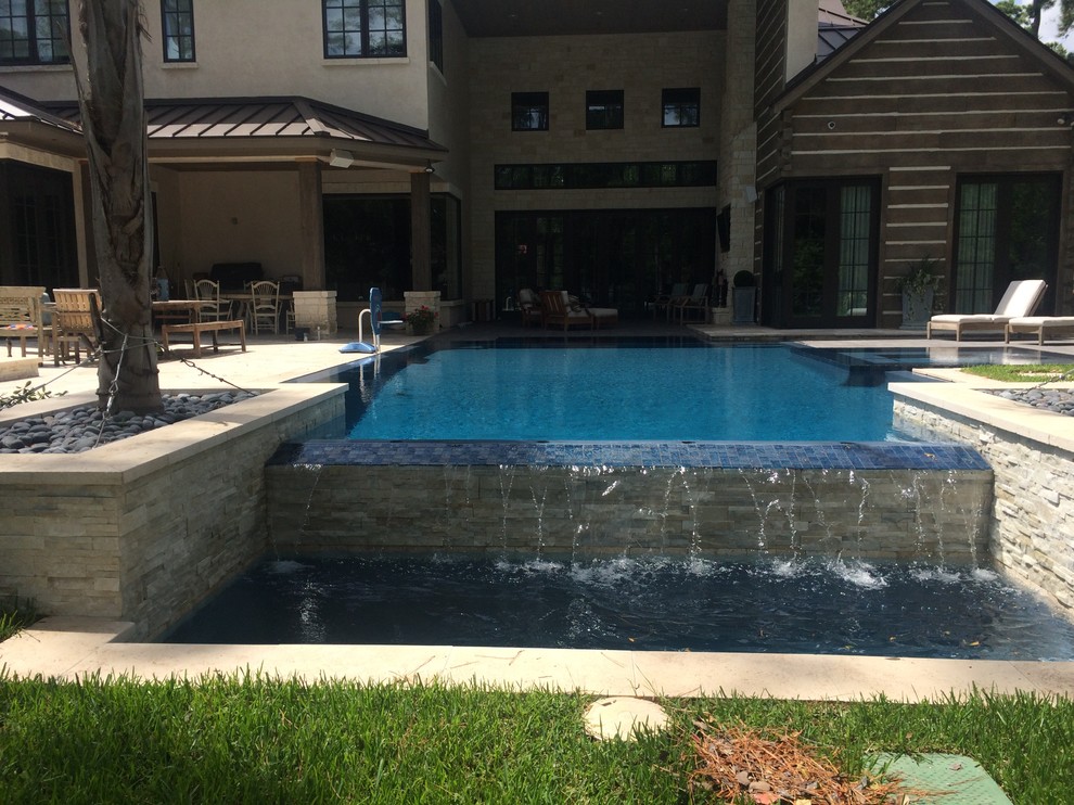 Infinity Edge Spa | Modern Pool Design - Contemporary - Pool - Houston ...