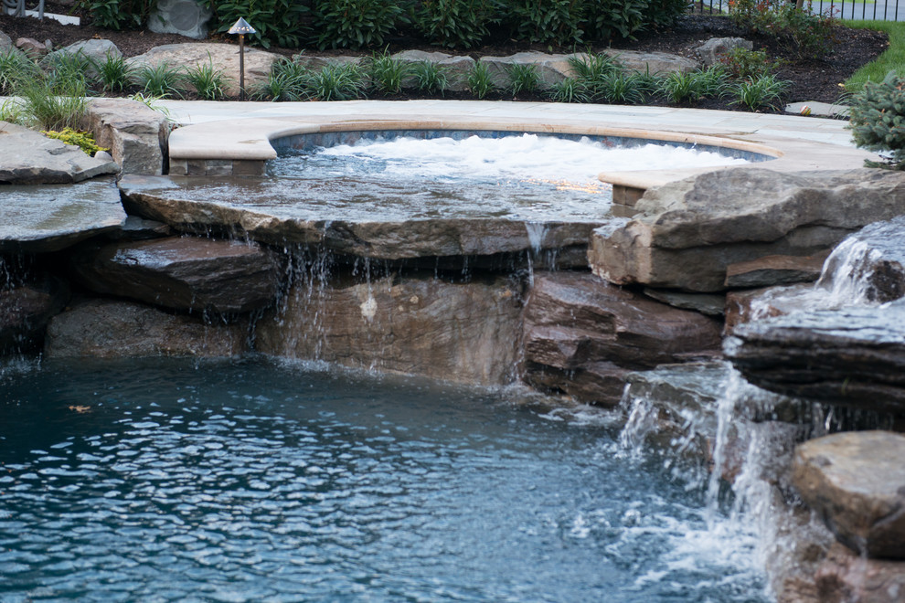 Inground Pool & Spa with Cabana - Rustic - Swimming Pool & Hot Tub ...