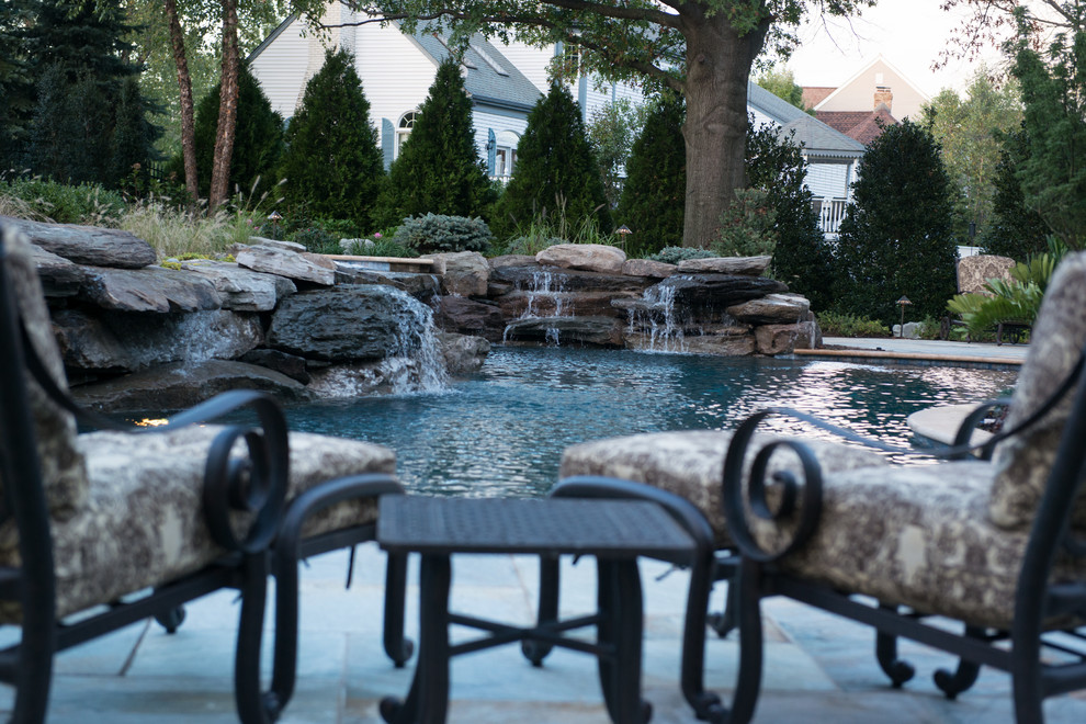 Inground Pool & Spa with Cabana - Rustic - Pool - New York - by ...