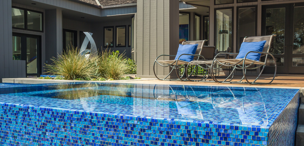 Iridescent Glass Tile Pool and Spa - Modern - Pool - Los Angeles - by ...