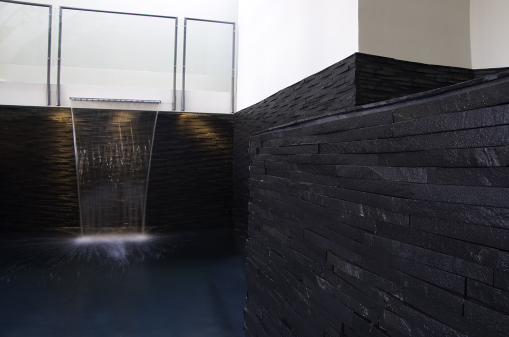 Island Stone Silver Quartzitic Slate Rustic Pool - Modern - Pool ...