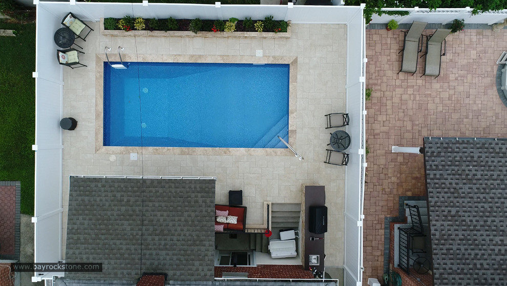 Ivory Prorcelain Paver and Ivory Travertine Pool Copings and Ella ...