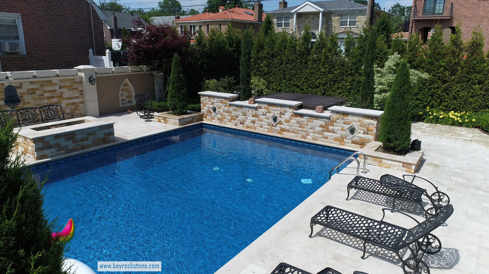 Ivory Travertine and Ella (Scabos)-Ivory Veneer Project in Whitestone ...