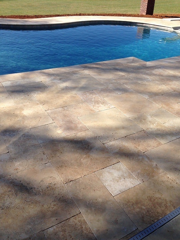 Ivory Travertine -Jumbo French Pattern - Traditional - Pool - Tampa ...