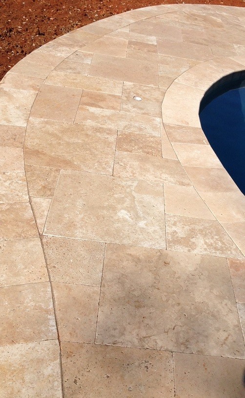 Ivory Travertine - Jumbo French Pattern - Traditional - Pool - Tampa ...