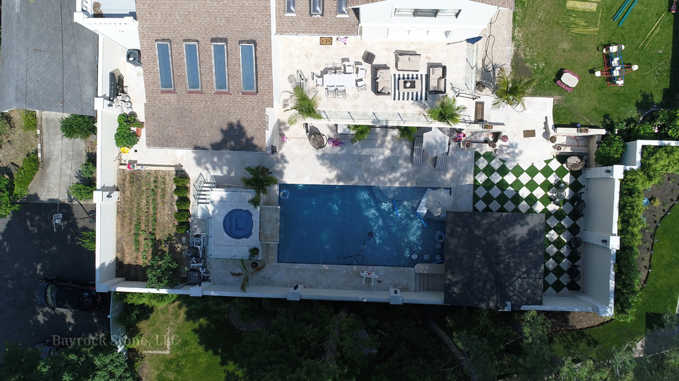 Ivory Vanilla Cream Travertine Paver - Traditional - Pool - New York ...