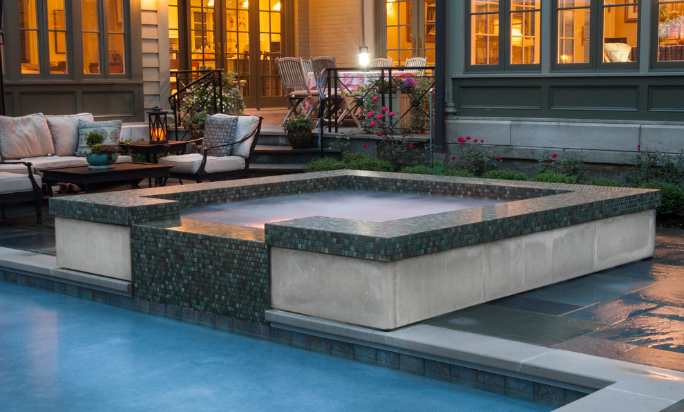 Kenilworth, IL Swimming Pool and Raised Tile Hot Tub - Moderno ...