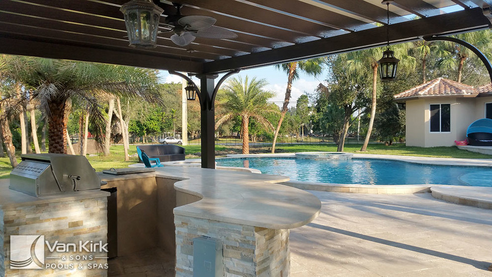 Lagoon Freeform Pool with Spa and LED Lights in Southwest Ranches ...
