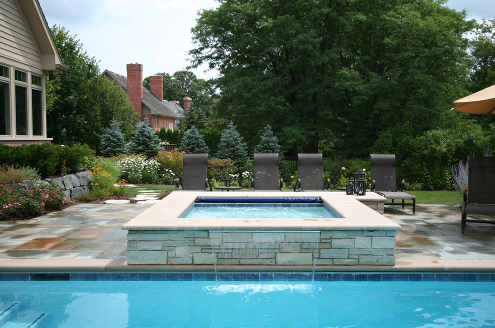 Lake Forest Classic Rectangular Pool with Spa - Traditional - Pool ...
