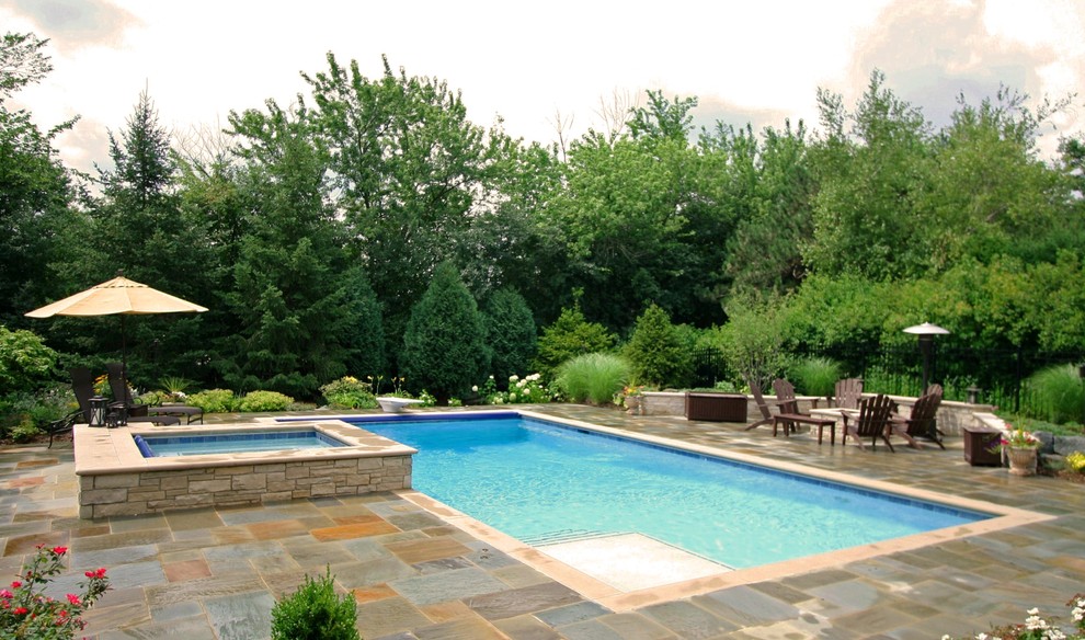 Lake Forest Classic Rectangular Pool with Spa - Traditional - Pool ...