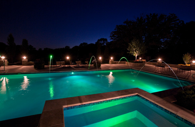 Lake Forest, IL Swimming Pool and Raised Hot Tub with Laminar Fountains ...