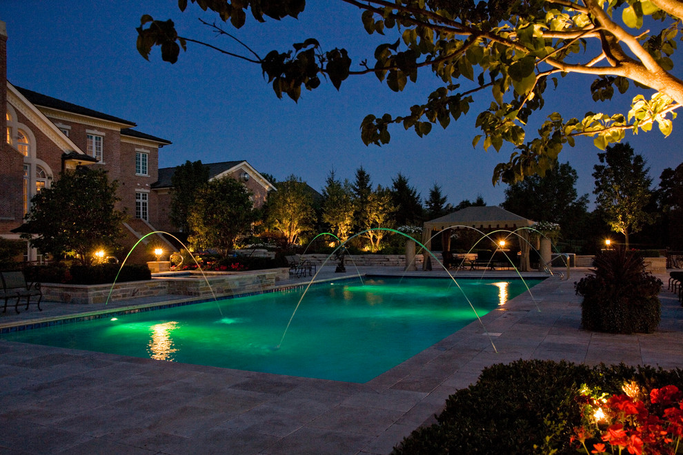 Lake Forest, IL Swimming Pool and Raised Hot Tub with Laminar Fountains ...