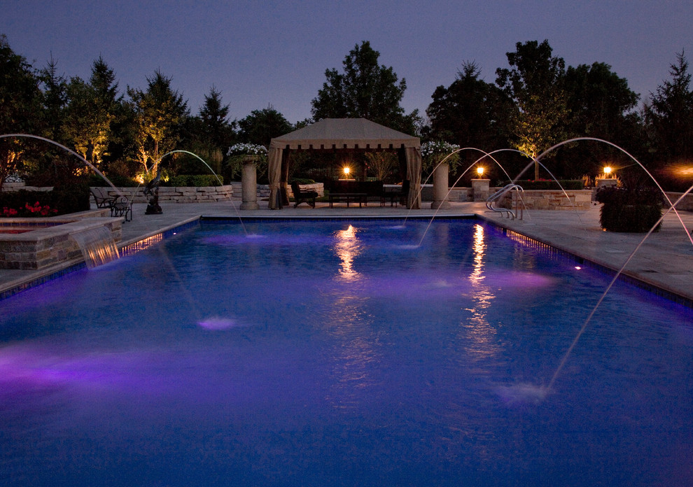 Lake Forest, IL Swimming Pool and Raised Hot Tub with Laminar Fountains ...