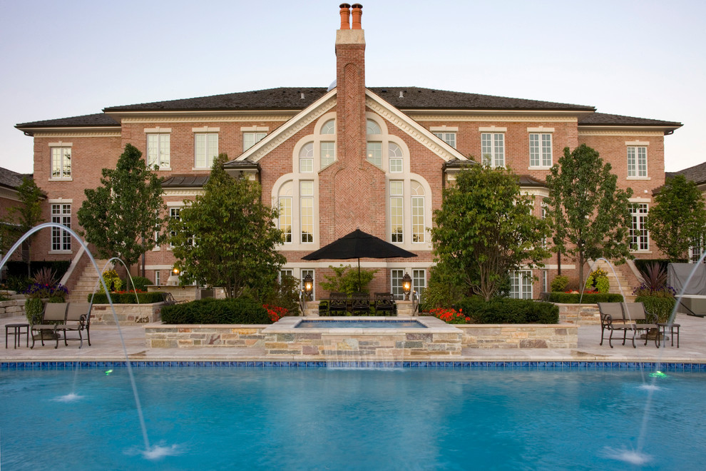 Lake Forest, IL Swimming Pool and Raised Hot Tub with Laminar Fountains ...